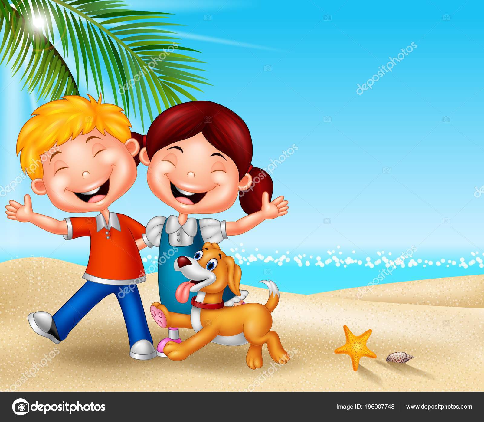 Caricaturas de personas en la playa | Niños Felices Dibujos Animados ...