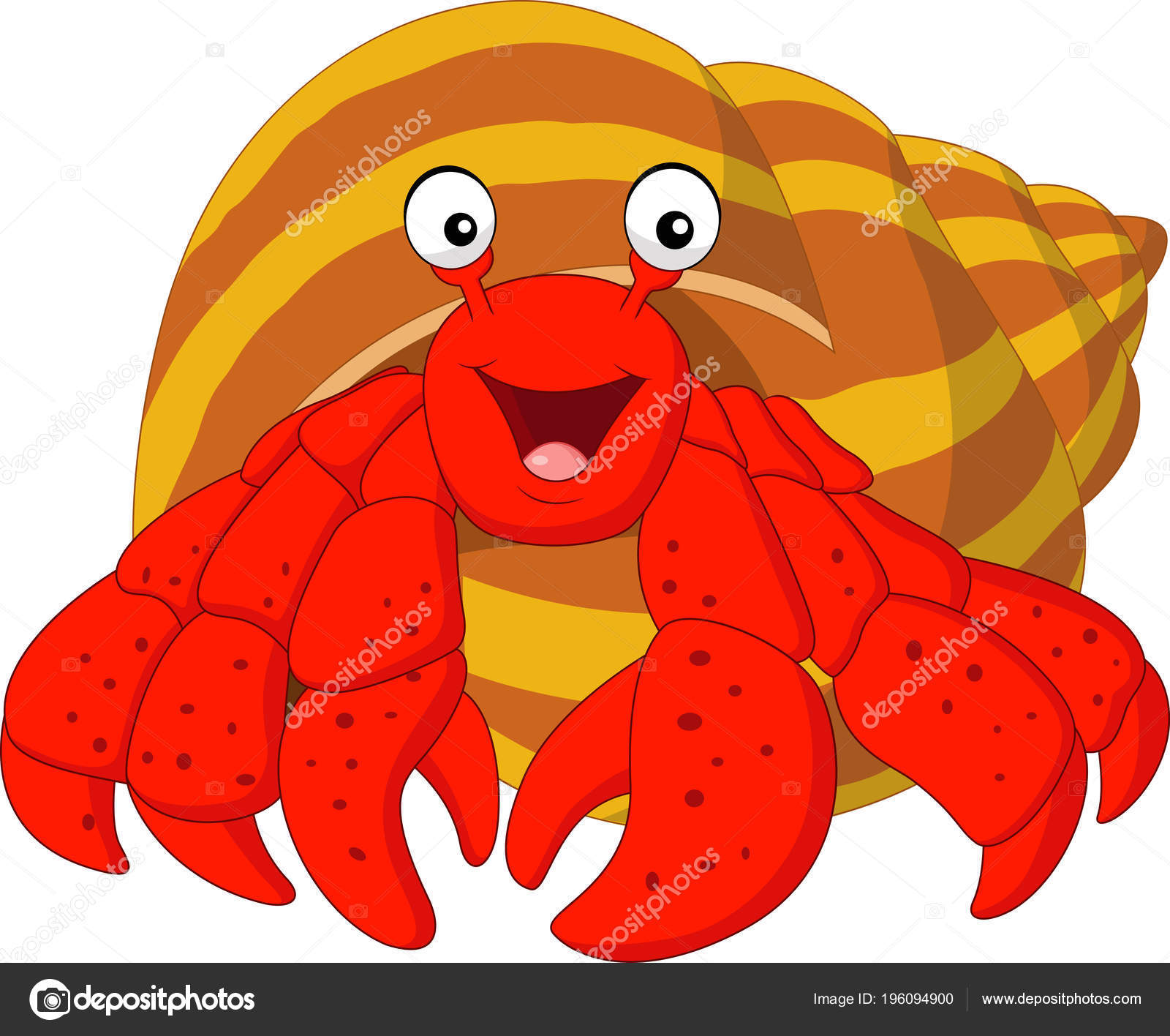 Cartoon Hermit Crab Isolated White Background Stock Vector Image by ...