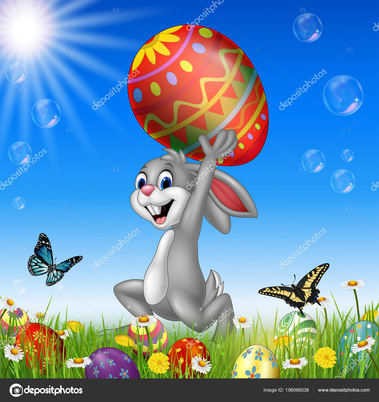 Cartoon Rabbit Carrying Easter Egg Stock Vector Image by ©tigatelu ...