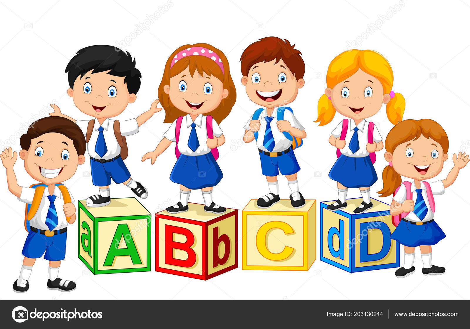 Crianças Escola Feliz Com Blocos Alfabeto Stock Vector by ©tigatelu ...