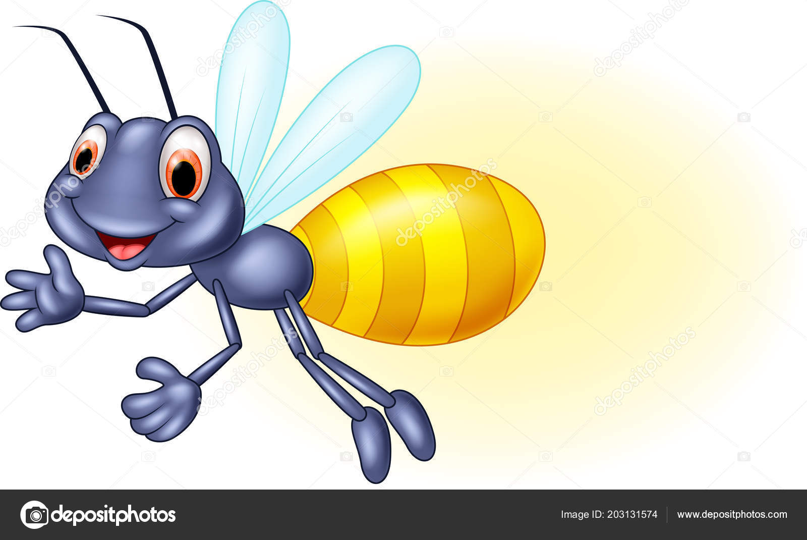 Adorable Firefly Cartoon Waving Stock Vector by ©tigatelu 203131574
