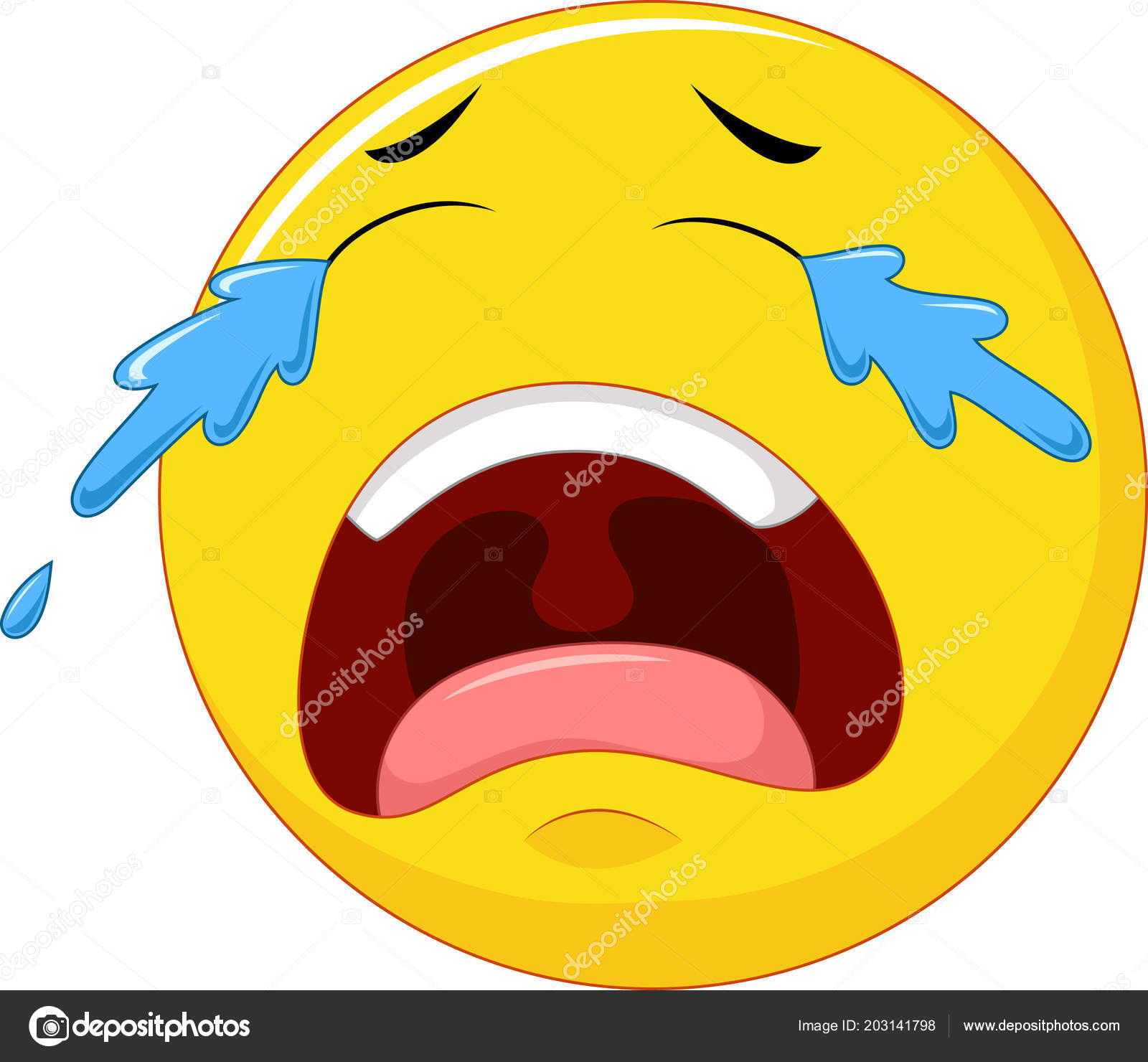 Pleurant Émoticône Visage Souriant Caractère Avec Des Larmes — Image ... Pleurant Émoticône Visage Souriant Caractère Avec Des Larmes — Image ...