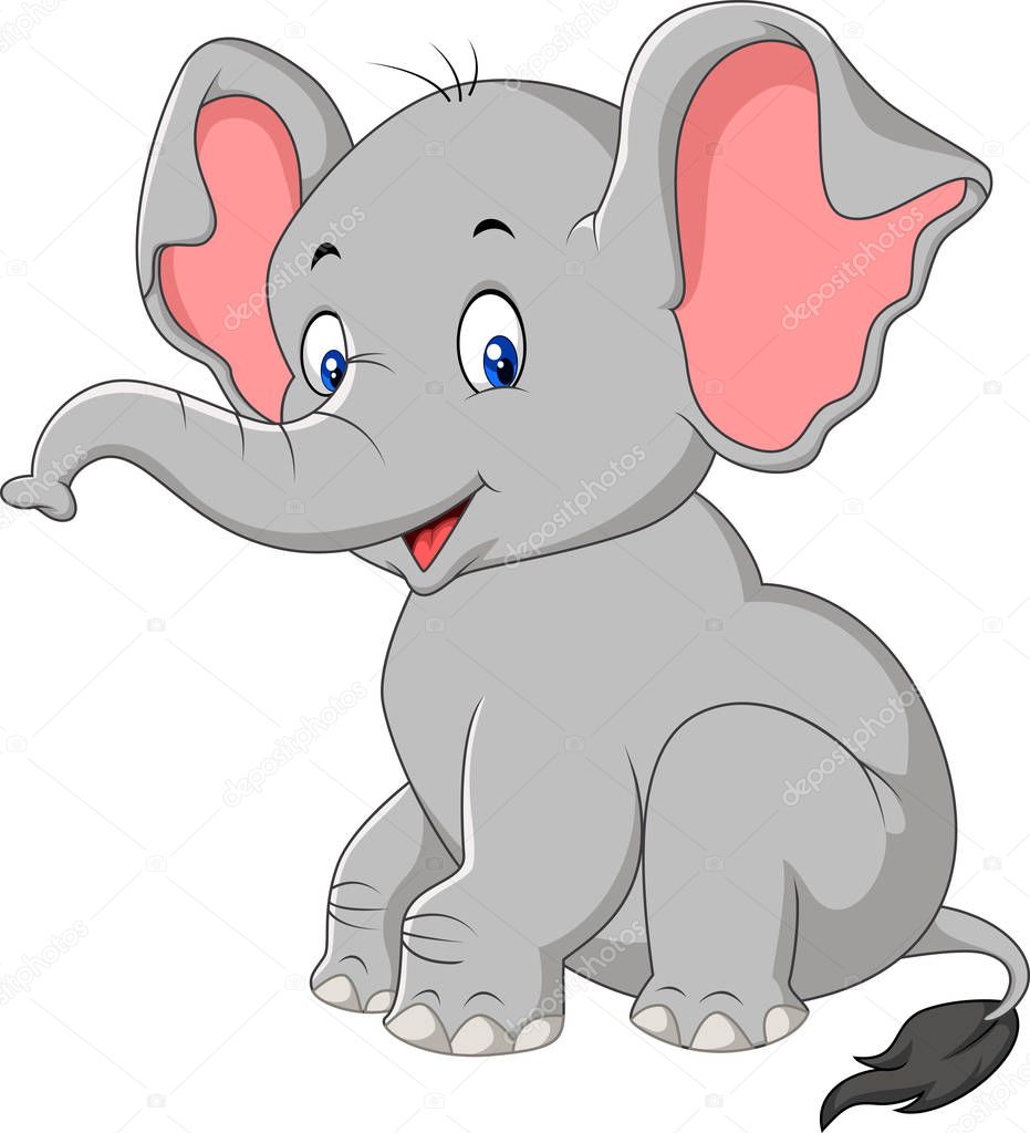 Dibujos animados lindo bebé elefante sentado 2023
