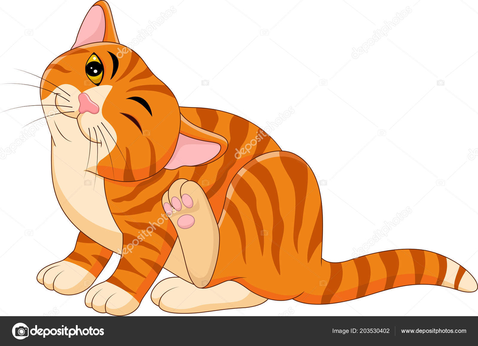 Dibujos Animados Picazón Gato Rascarse Vector de stock #203530402 de ...