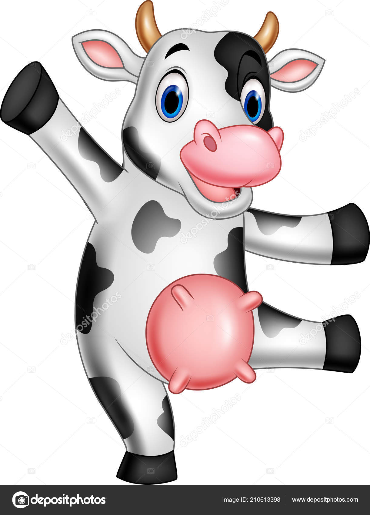 Ilustración Vectorial Dibujos Animados Vaca Feliz Vector de stock por ...