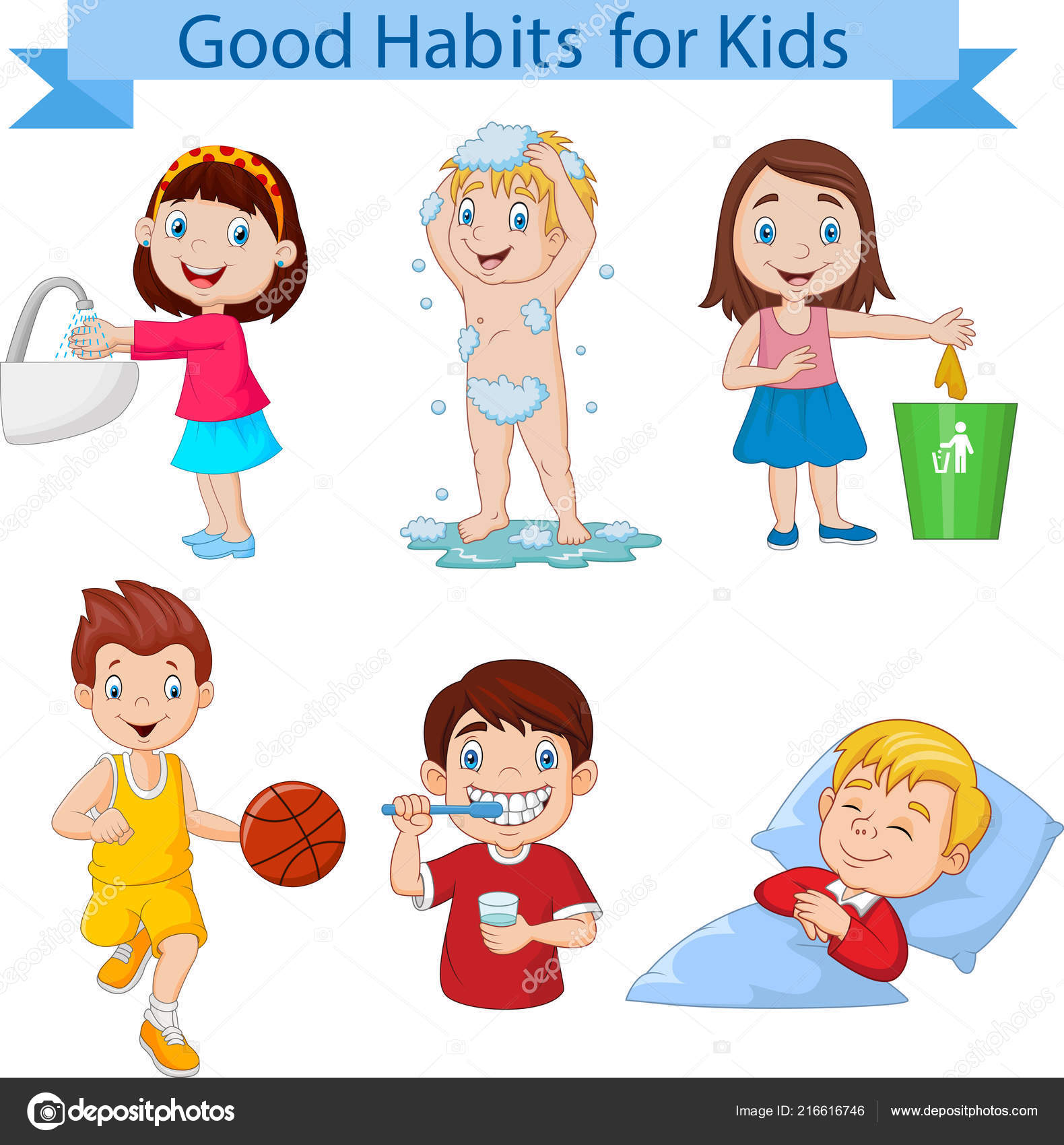 Ilustración Vectorial Colección Buenos Hábitos Para Niños Vector