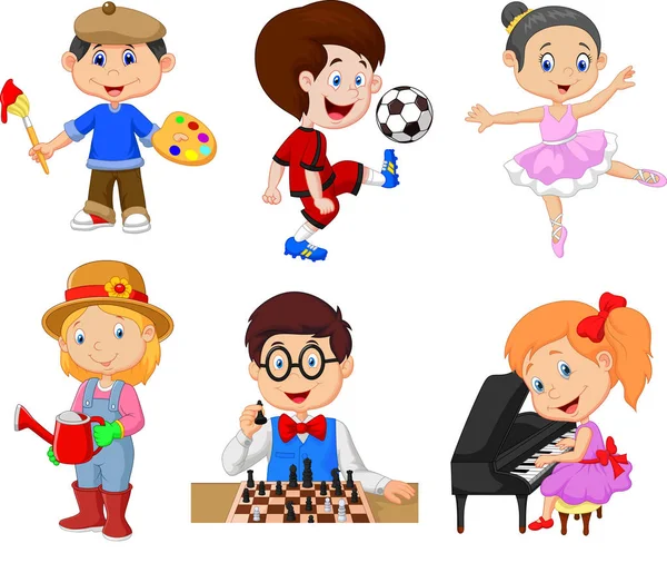 Vector Illustration Cartoon Kids Different Hobbies White Background ...