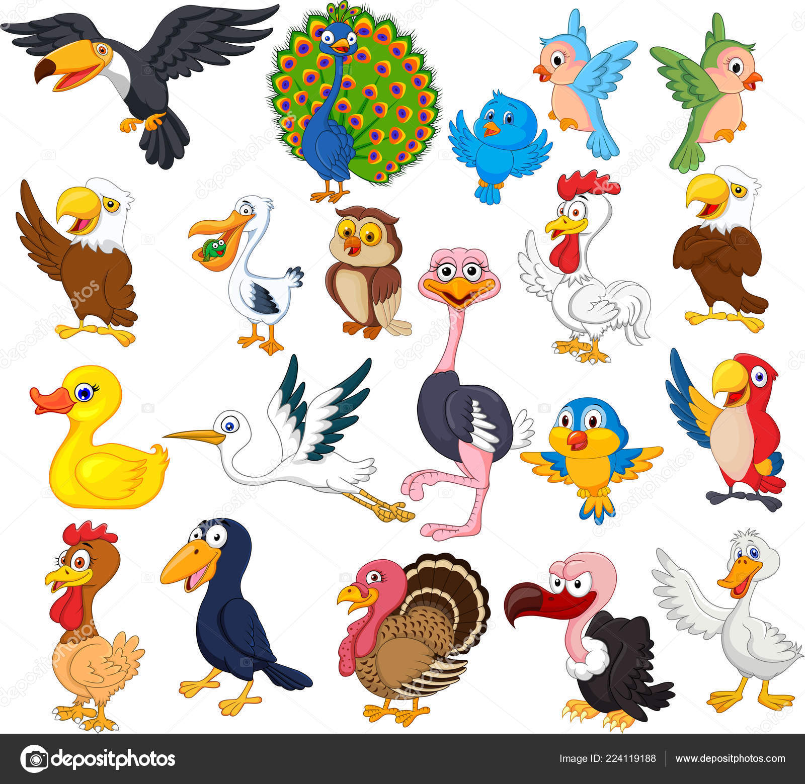 Vector Illustration Cartoon Bird Collection Set Stock Vector by ...