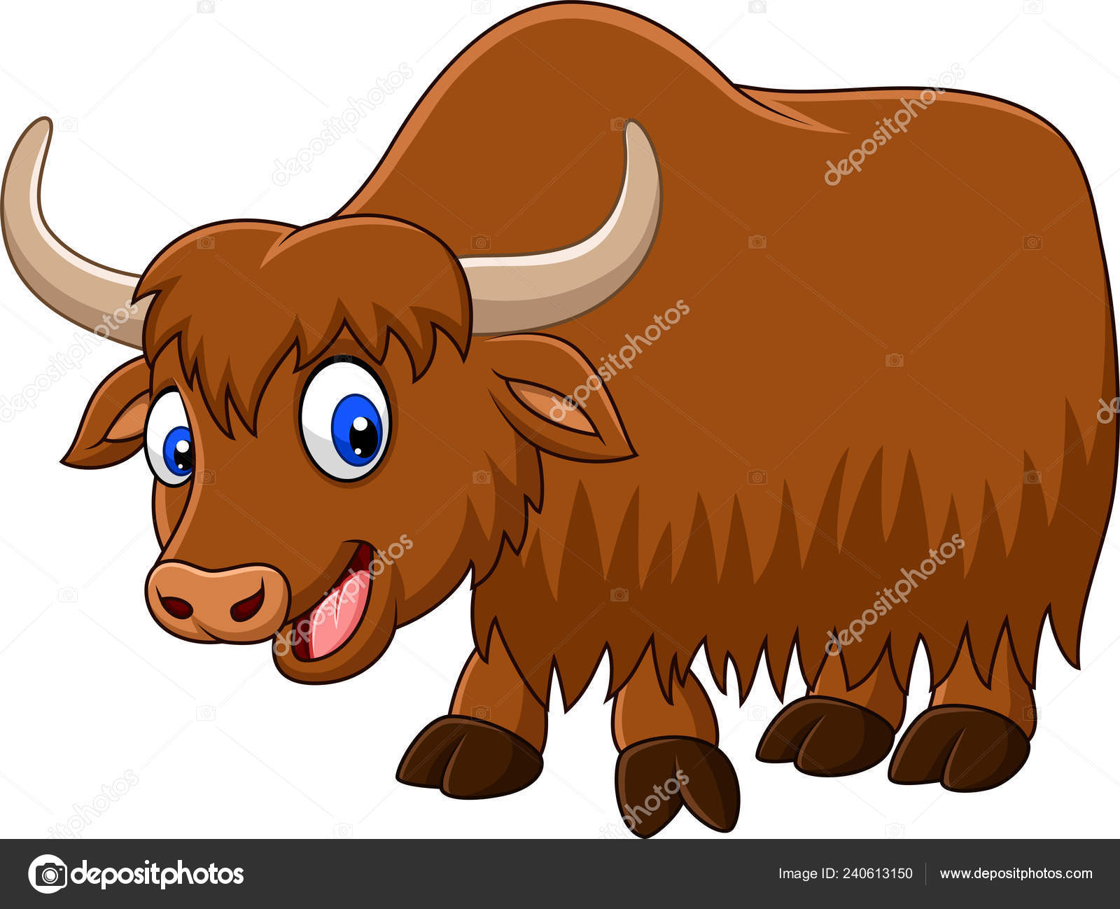 Ilustración Vectorial Dibujos Animados Feliz Yak Vector de stock por ...