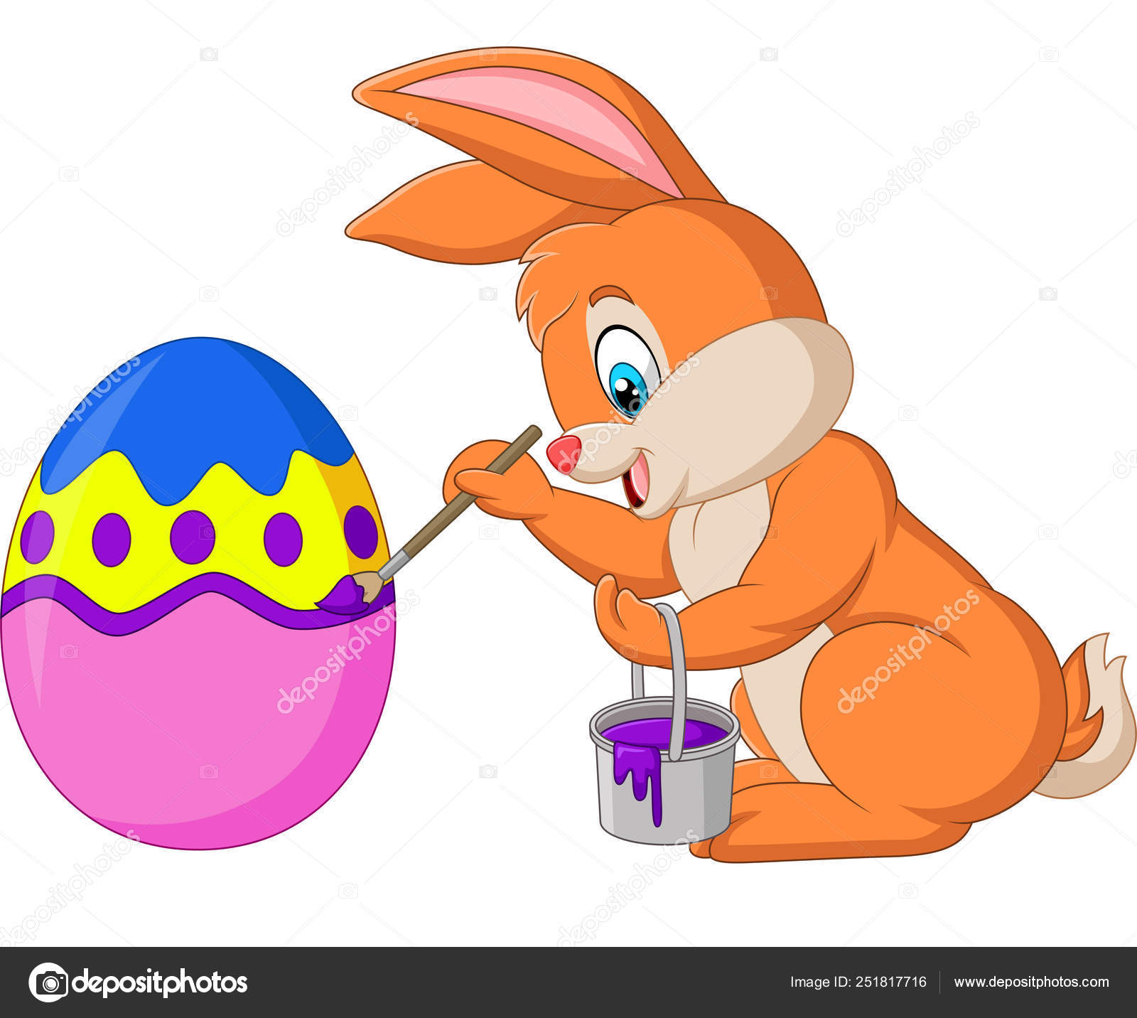 Vector Illustration Easter Bunny Painting Egg Stock Vector Image by ...