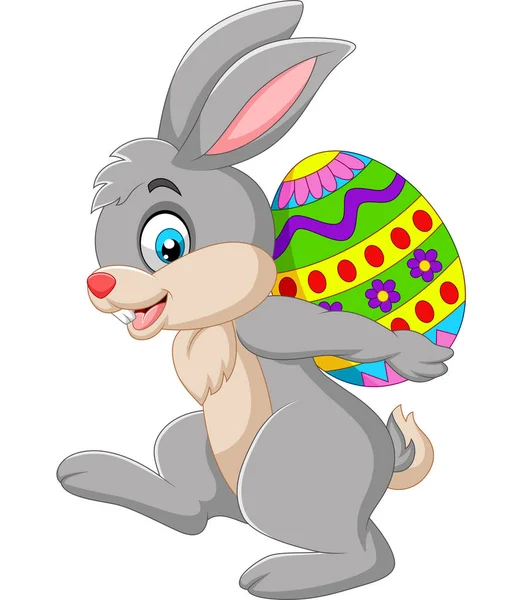 Vector Illustration Cartoon Rabbit Holding Easter Basket Stock Vector ...