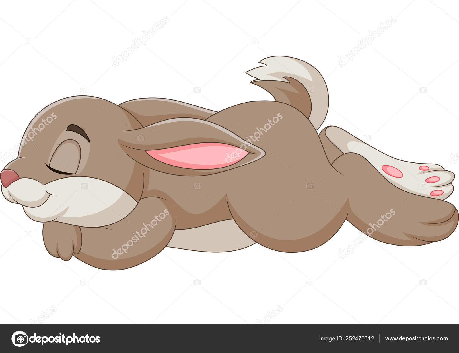 Vector Illustration Rabbit Sleeping Isolated White Background Stock ...