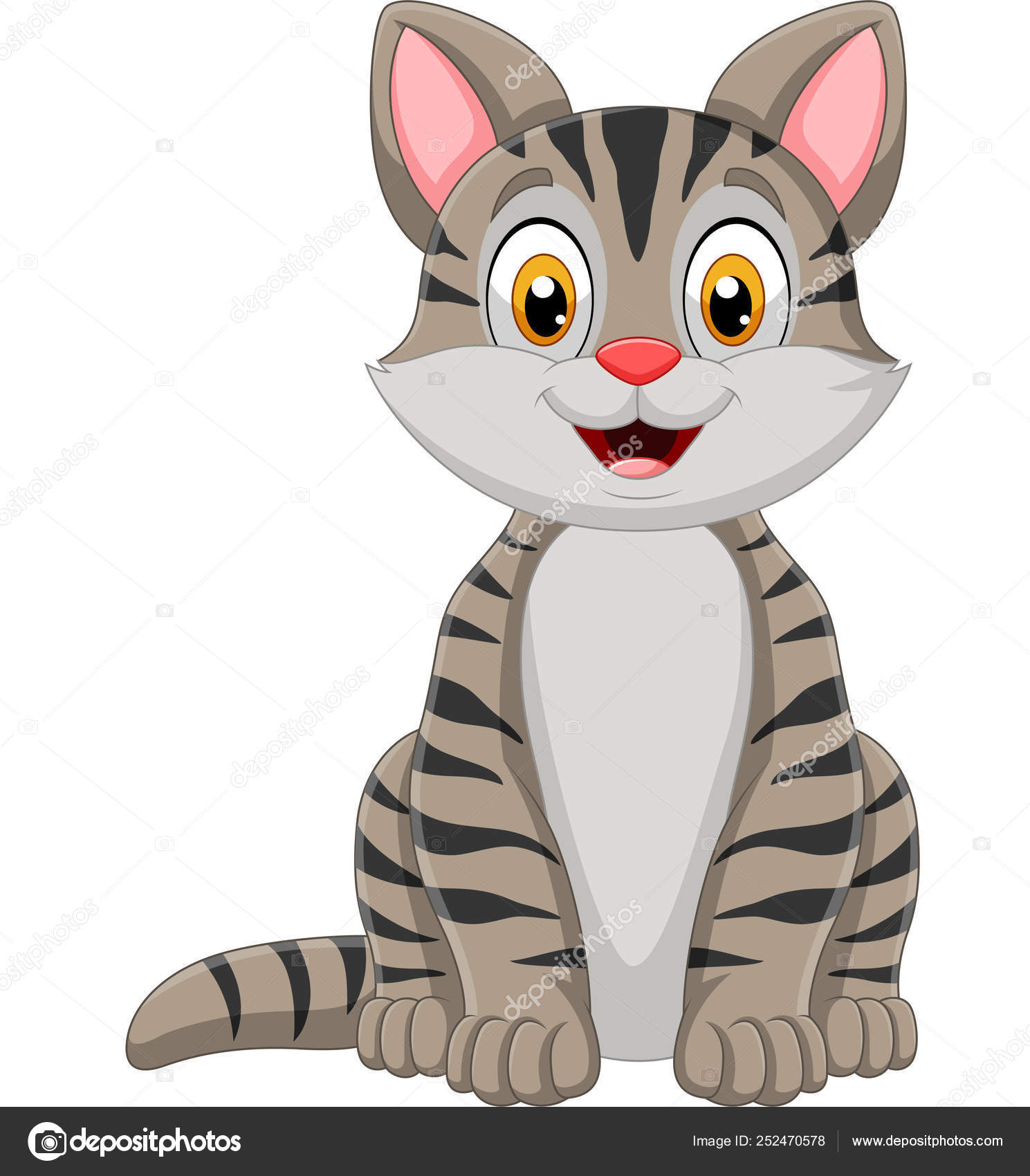 Ilustración Vectorial Dibujos Animados Gato Divertido Aislado Sobre
