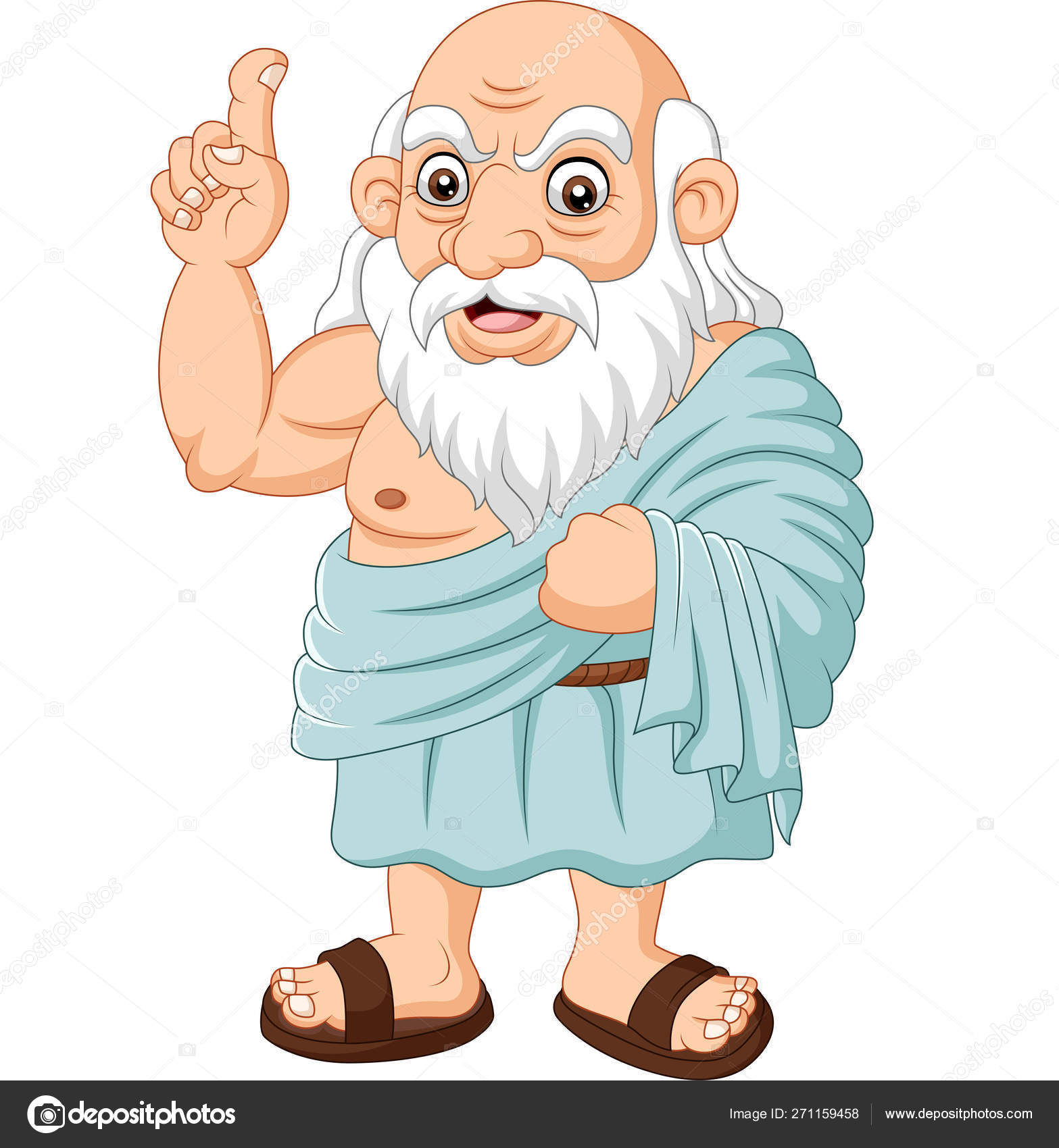 Pythagoras Cartoon Character White Background Illustration