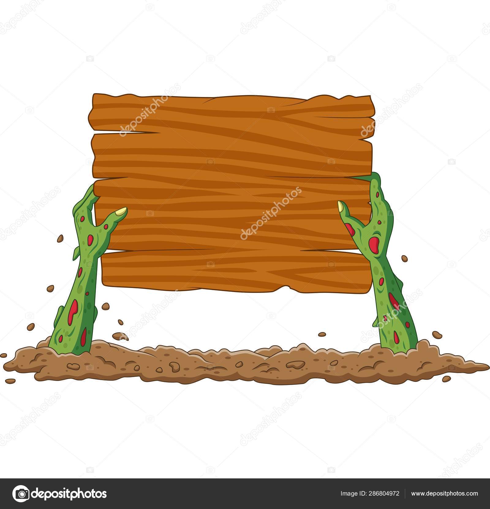 Ilustración Vectorial Manos Zombies Dibujos Animados Fuera Del Suelo ...