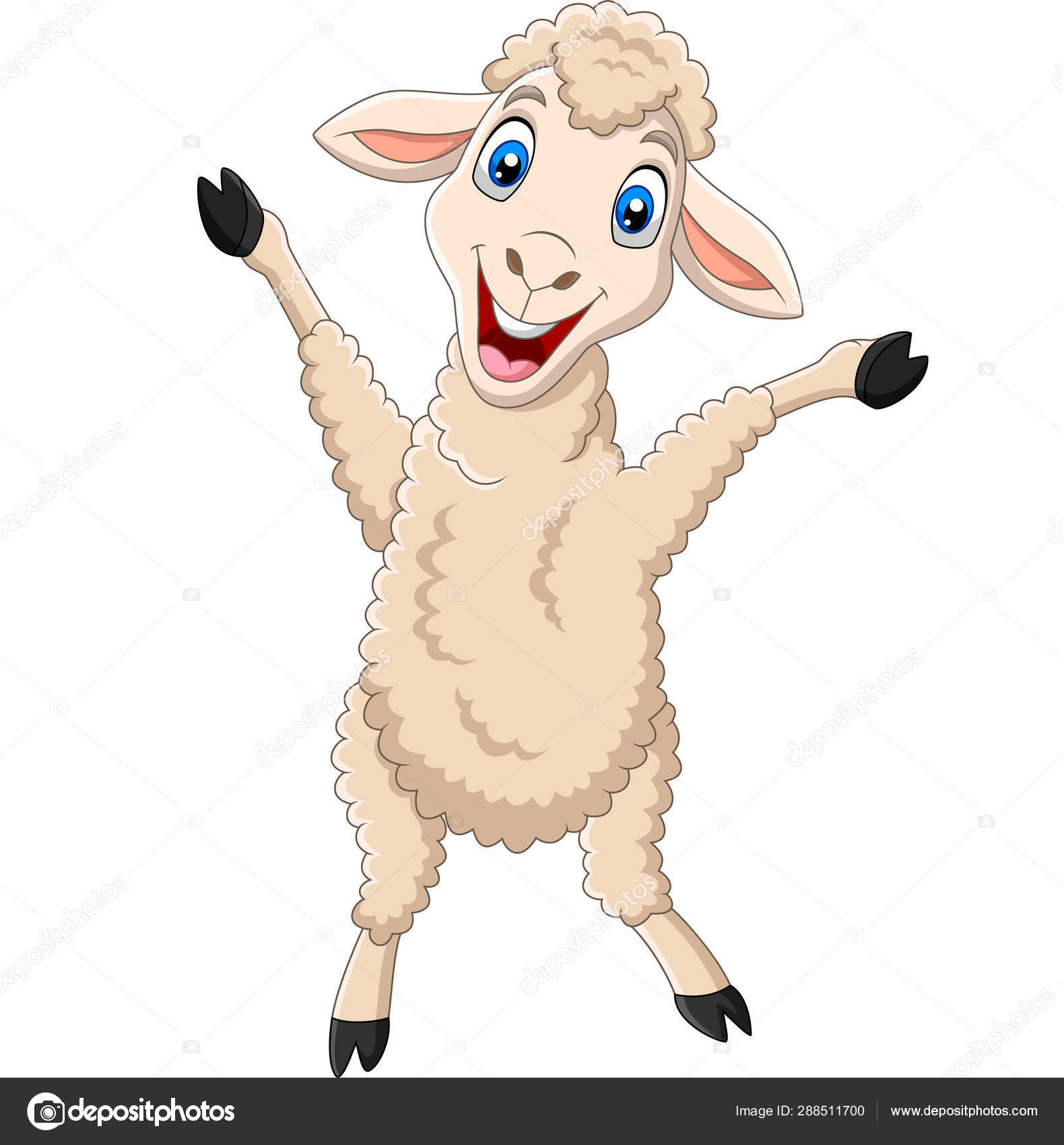 Vector Illustration Cartoon Happy Lamb Isolated White Background Stock ...