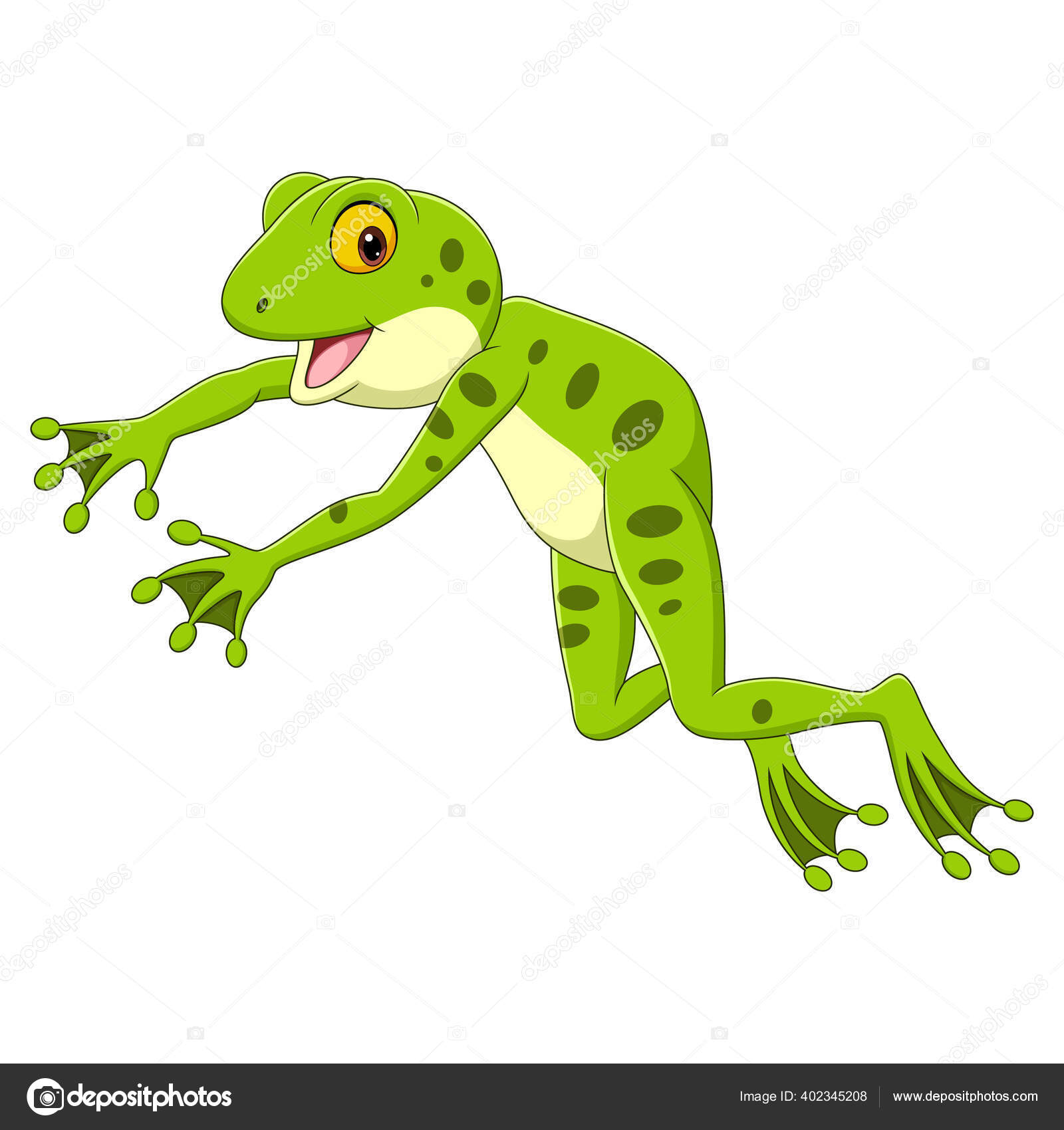 Ilustração Vetorial Cartoon Sapo Engraçado Pulando Fundo Branco Vetor ...