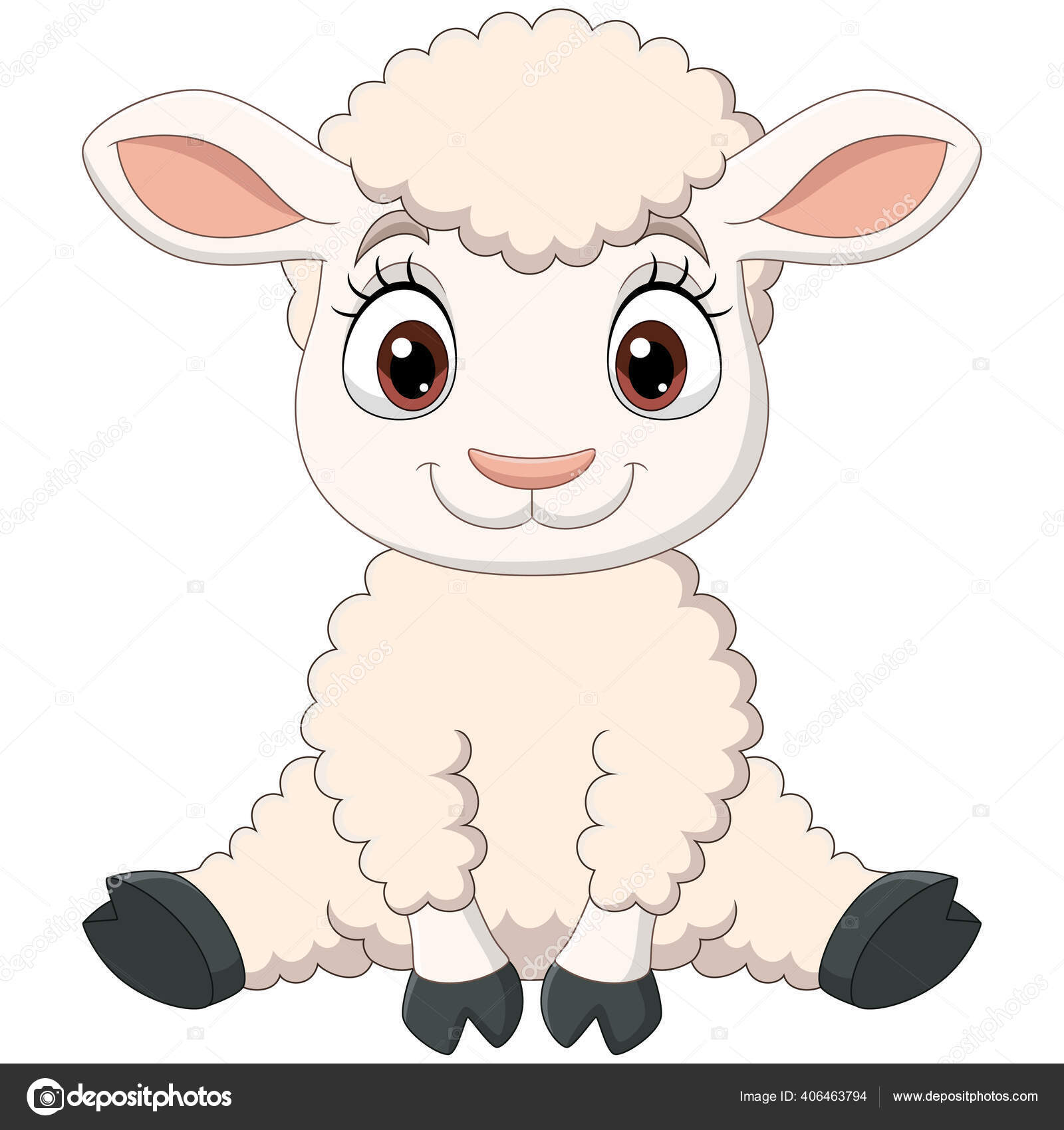 Lindo Dibujo Animado De Carnero Diseño De Carnero Blanco De Dibujos