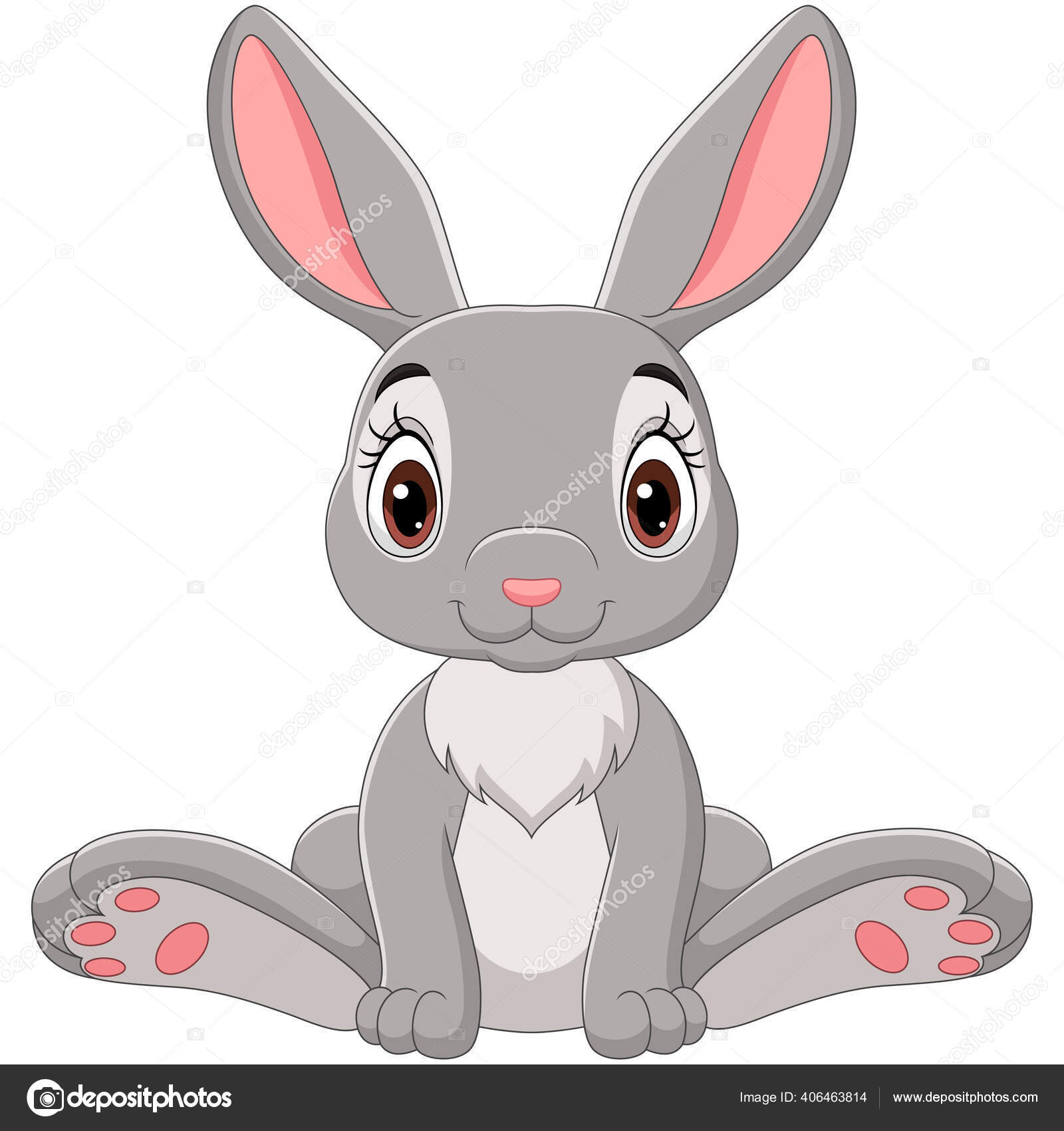 Ilustración Vectorial Lindo Bebé Conejo Dibujos Animados Sentado Vector ...