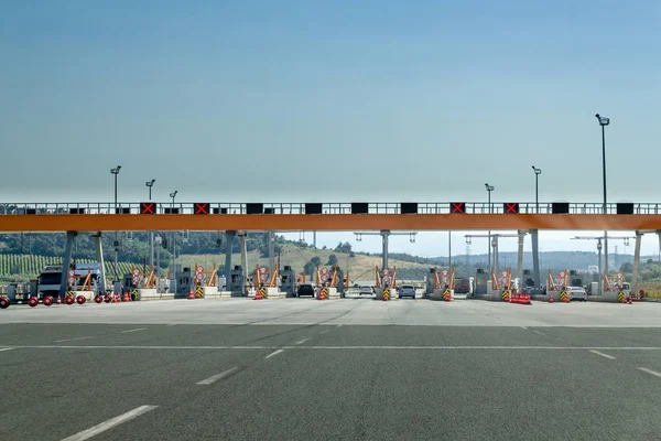 Expressway checkpoint on the expressway and rush hour at sunset.toll ...