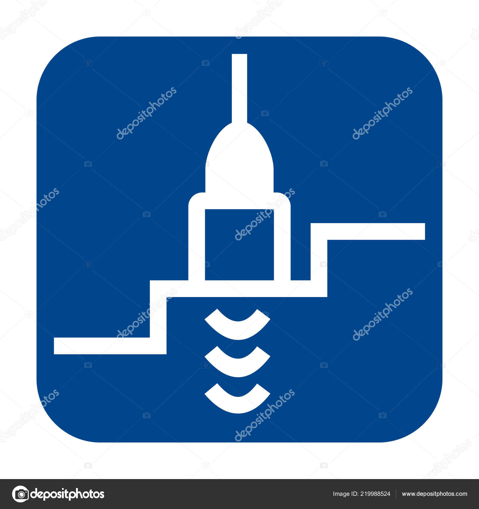 Vector Monochrome Flat Design Icon Thickness Measurement Blue Isolated ...