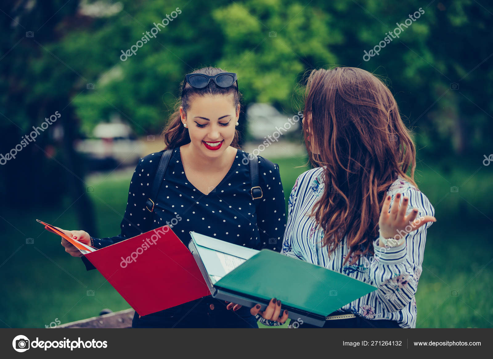 Two students checking paper notes before exam Stock Photo by ©varga ...