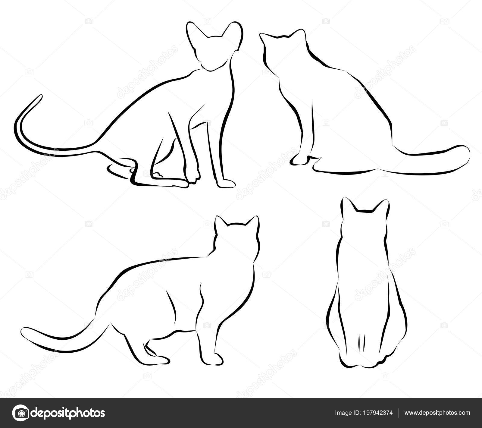 Set Cat Circuits Isolated Simple Vector Illustration Stock Vector Image ...