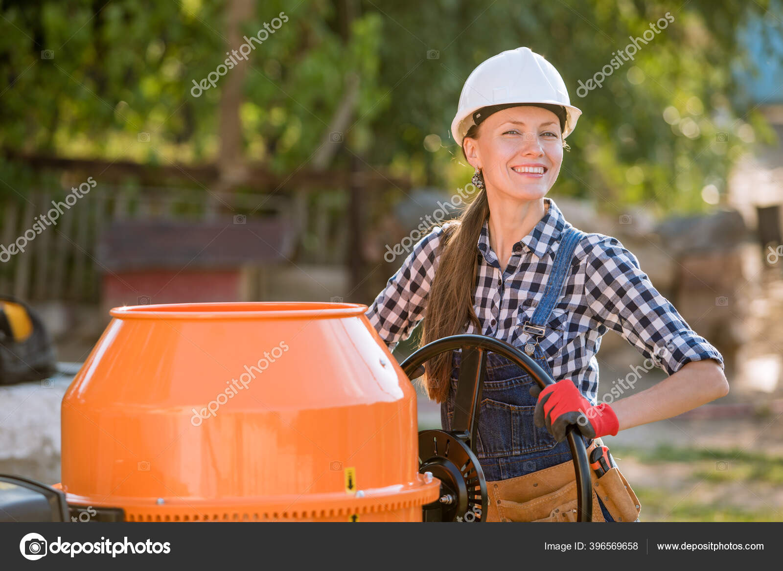 Beautiful Worker Construction Site — Stock Photo © HotPhotoPie #396569658