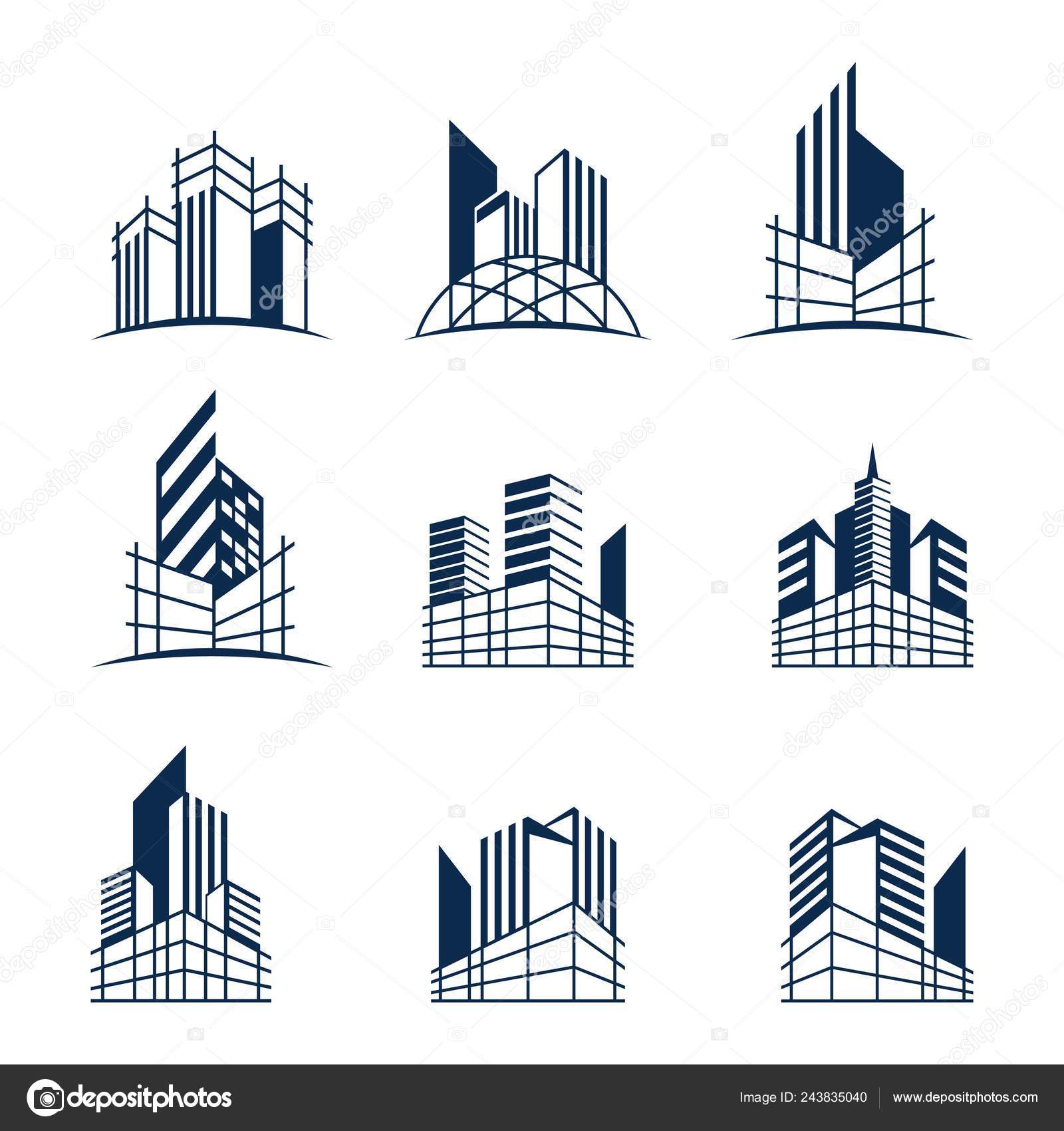 Building Construction Logo Bundle Various Forms Models Buildings ...