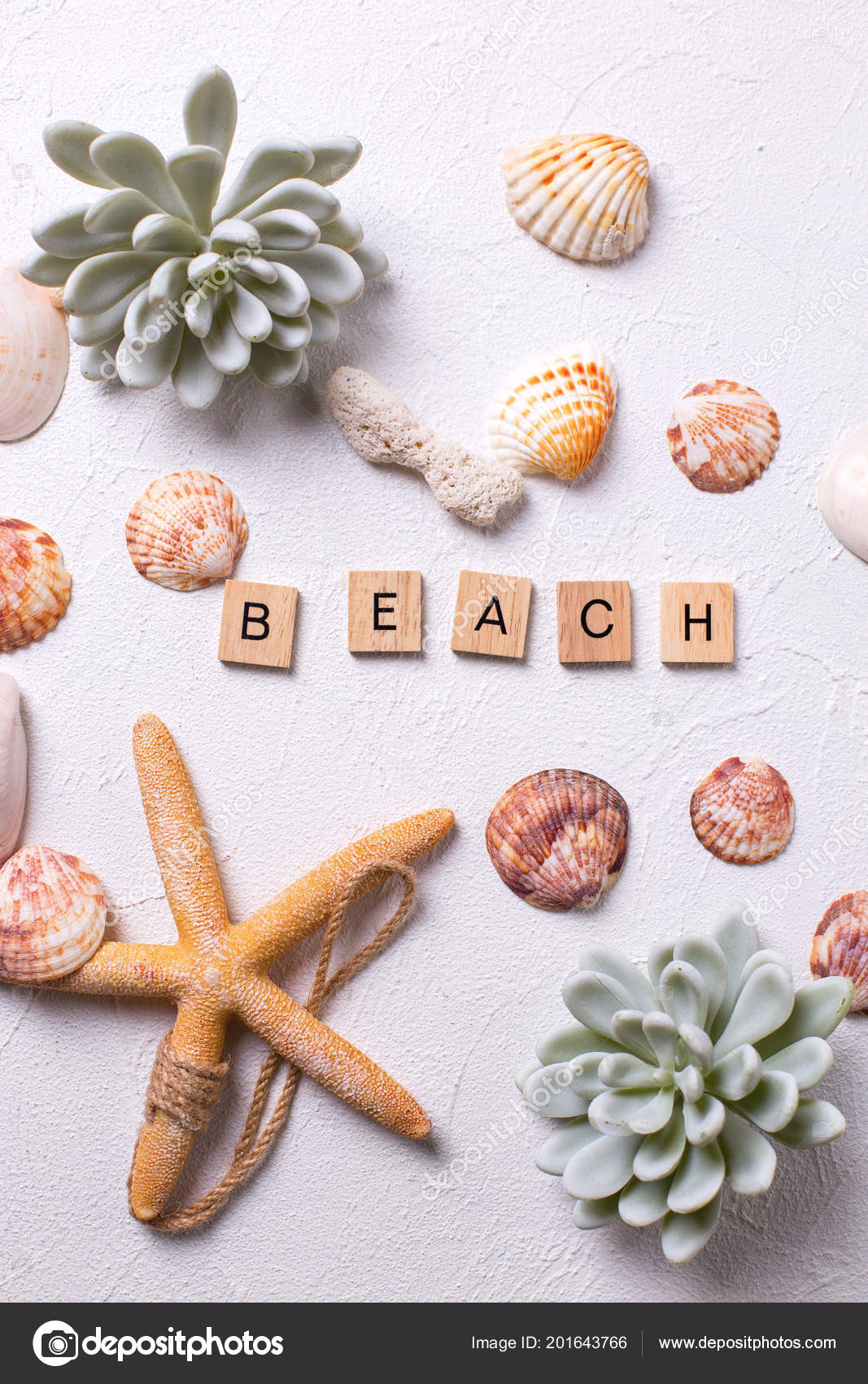 Summer Background Marine Decorations Word Beach Wooden Blocks White ...