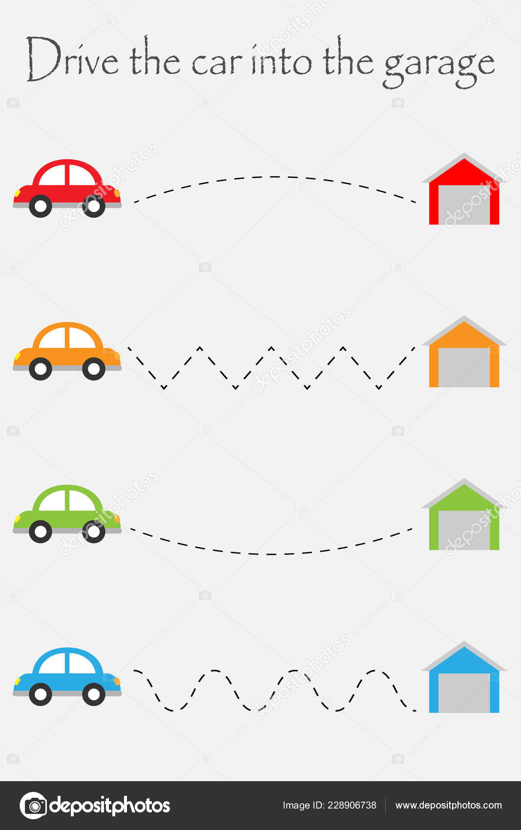 Drive Cars Garages Handwriting Practice Sheet Kids Preschool Activity ...