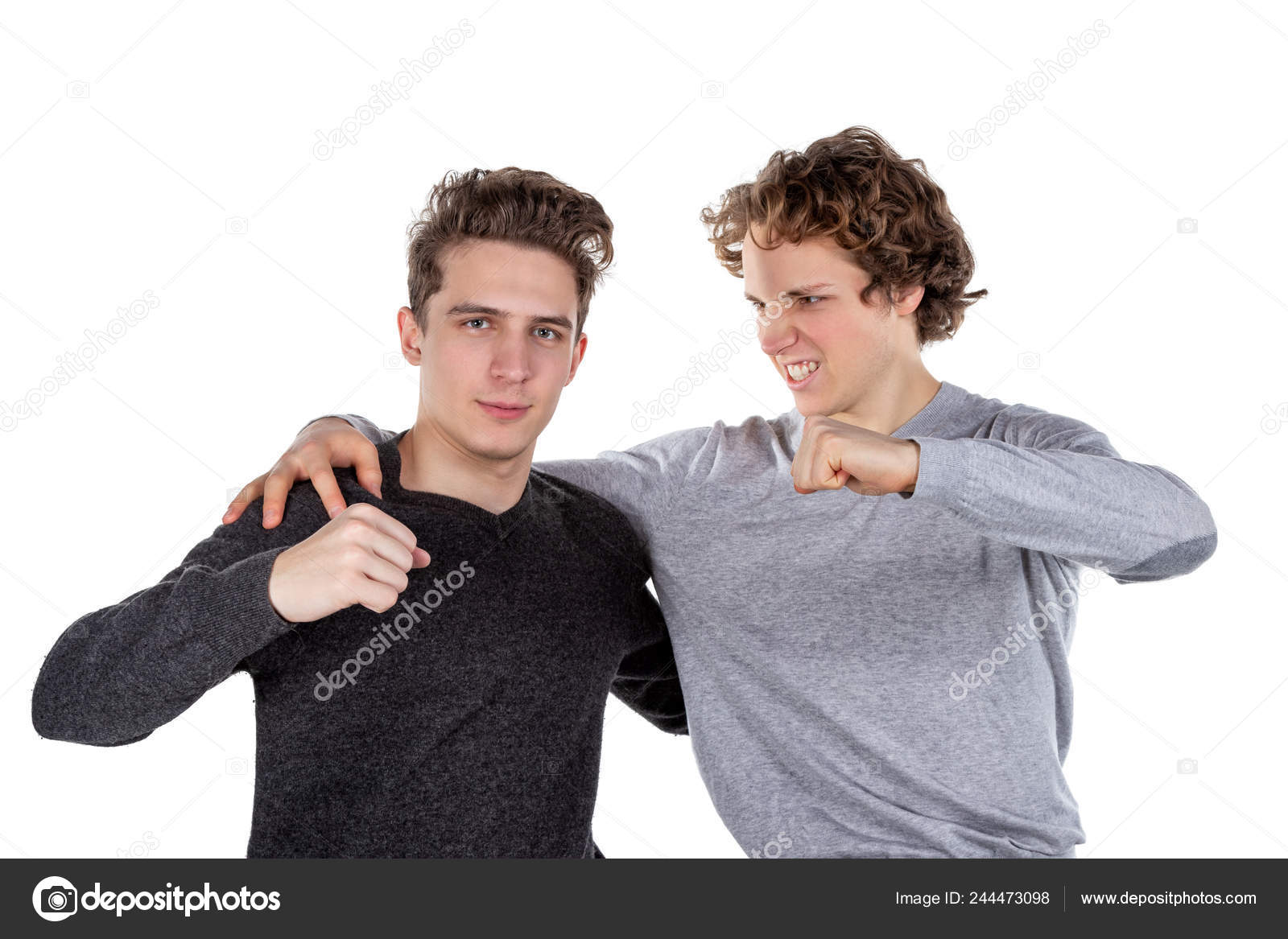 Two Handsome Young Furious Men Fighting Each Other — Stock Photo ...