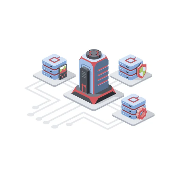 Futuristic server, quantum computer. Vector 3d isometric, color web ...