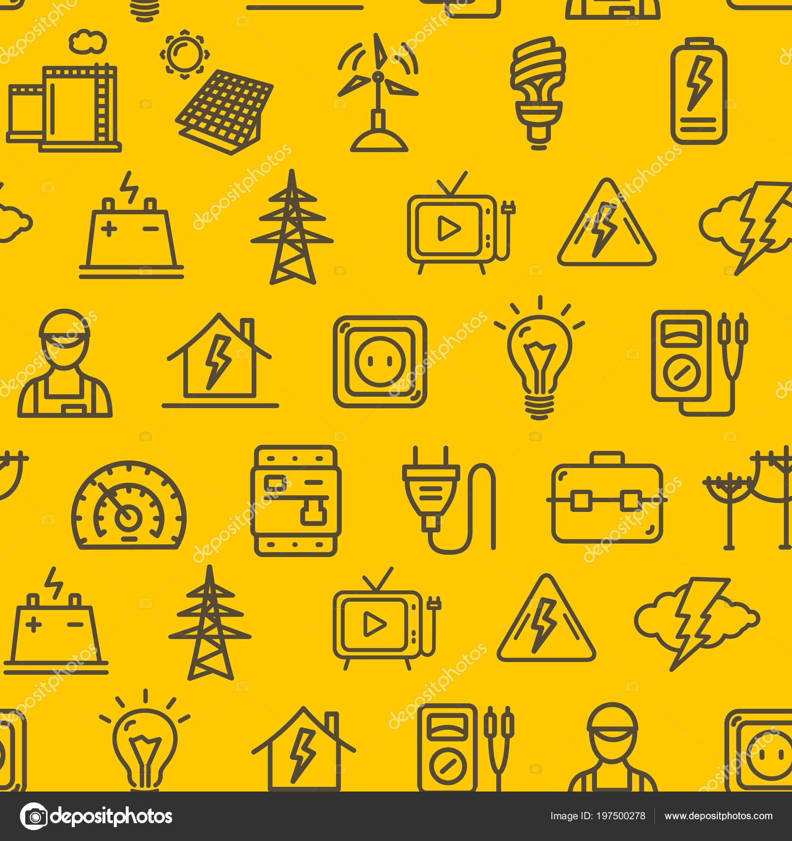 Electricity Signs Seamless Pattern Background. Vector Stock Vector ...