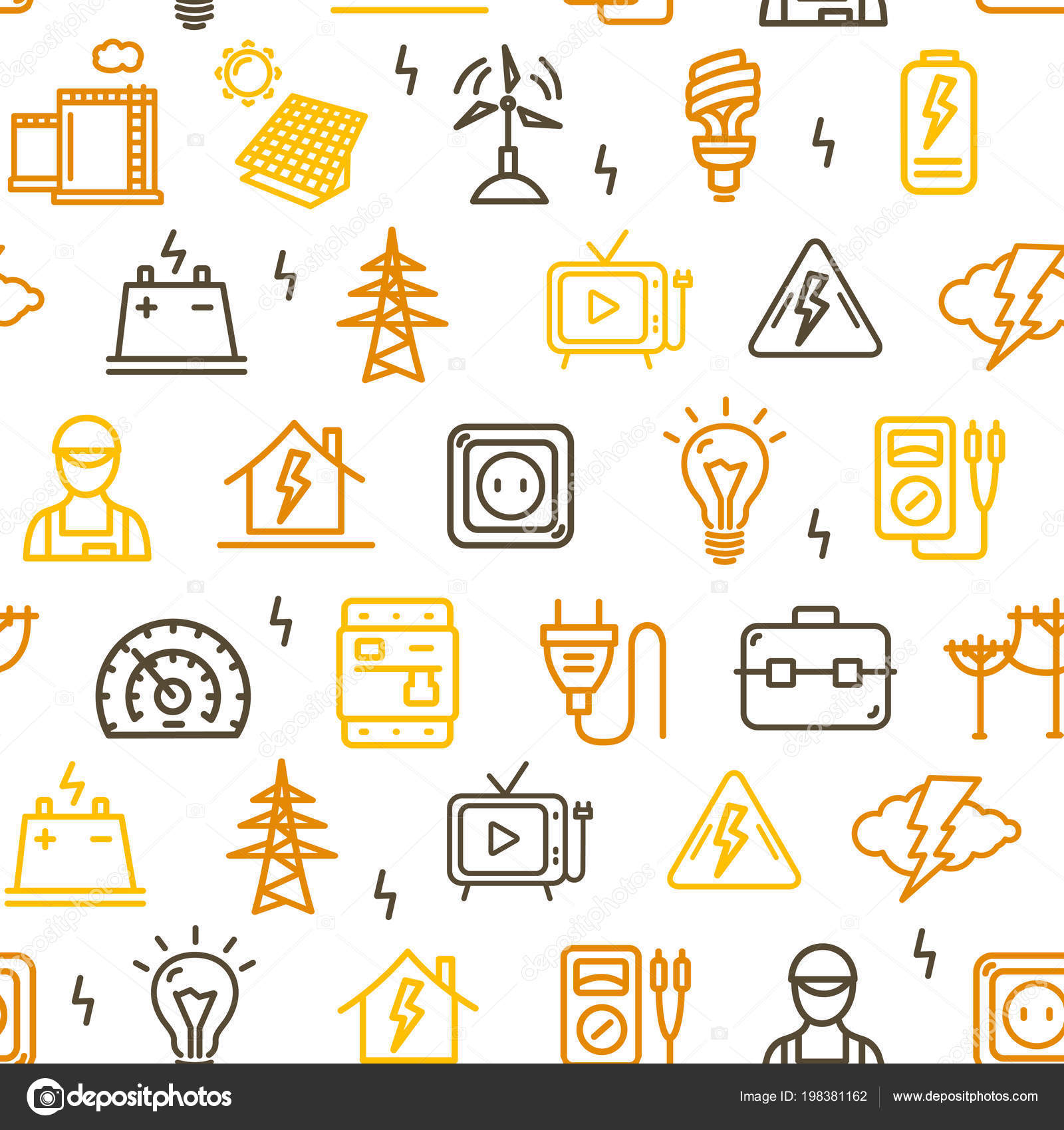 Electricity Signs Seamless Pattern Background. Vector Stock Vector by ...