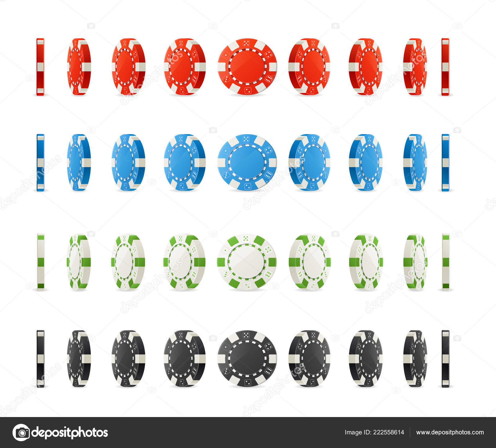 Realistic Detailed 3d Poker Chips Set Different Positions. Vector Stock ...