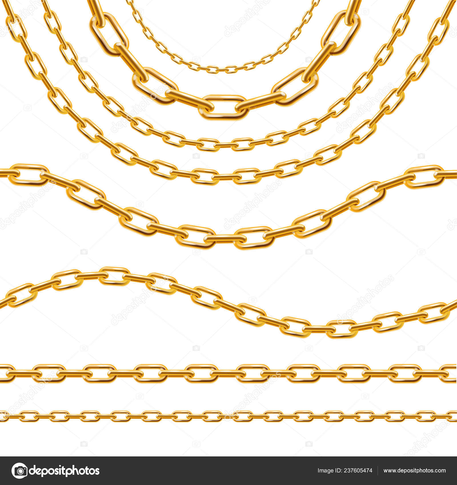 Realistic 3d Detailed Golden Chain Set. Vector Stock Vector Image by ...