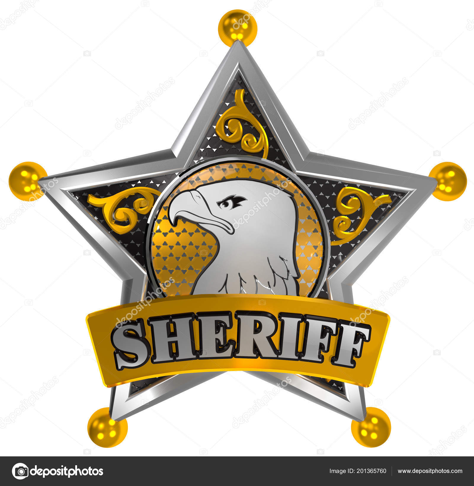 Silver Sheriff's Star Sign Eagle Stock Illustration by ©cubart #201365760