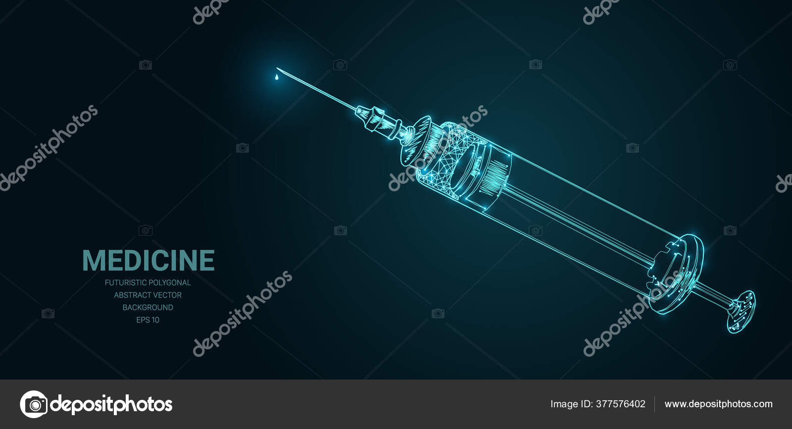 Polygonal Wireframe Mesh Futuristic Medical Syringe Sign Blue ...