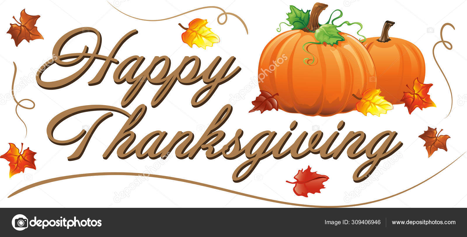 Happy Thanksgiving Text Stock Vector by ©DimensionsDesign 309406946