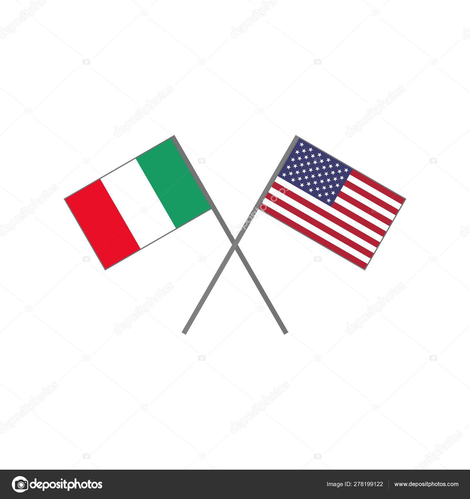 Vector Illustration Italian Flag American Flag Crossing Each Other ...