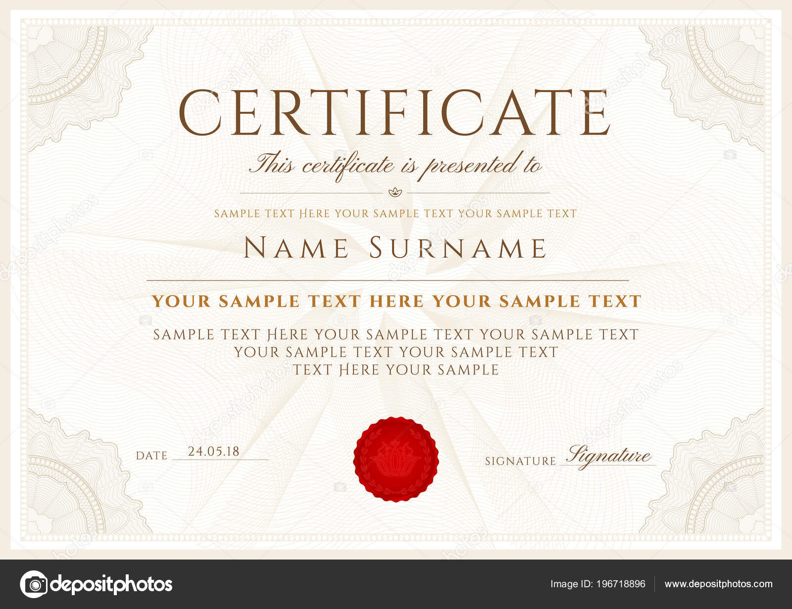 Certificate Diploma Completion Design Template White Background Frame ...