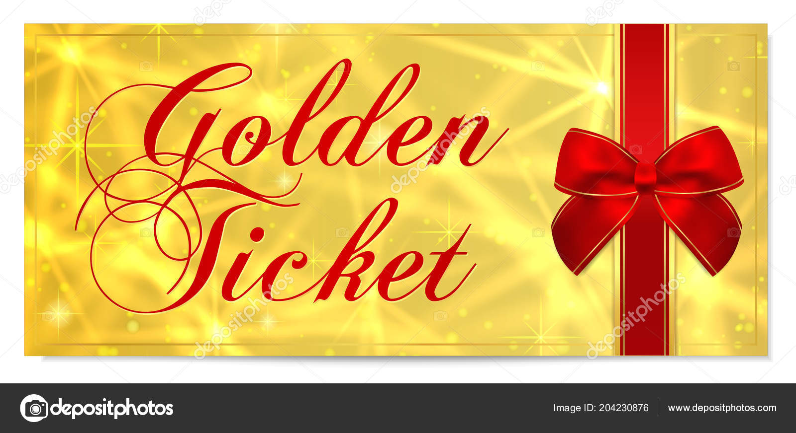 Golden Ticket Gold Ticket Tear Vector Template Design Star Golden ...