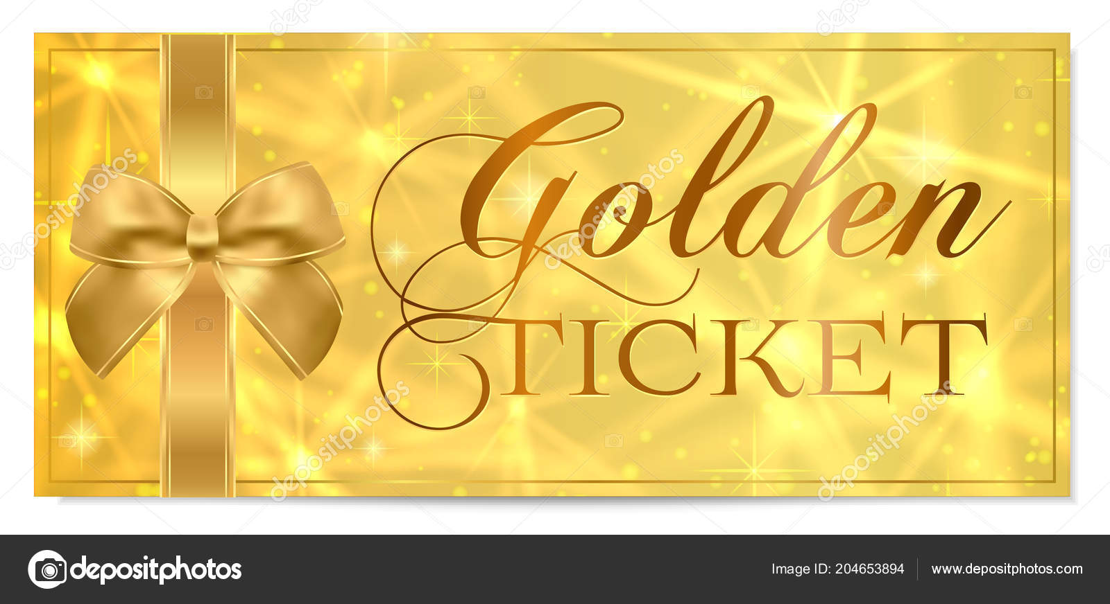 Goldenes Ticket Gutschein Gutschein Vektor Vorlage Design Mit Goldenem ...