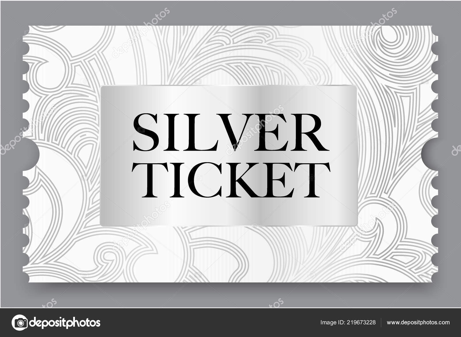 Silver Ticket Vector Illustration Template Cinema Pass Show Concert Any ...