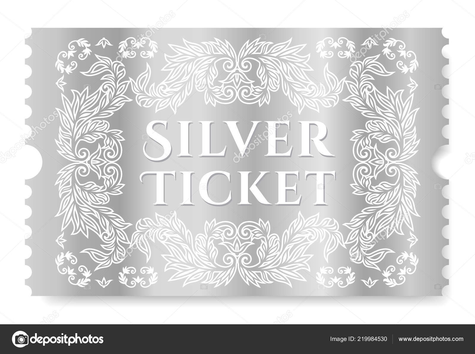Silver Ticket Vector Illustration Template Cinema Pass Show Concert Any ...