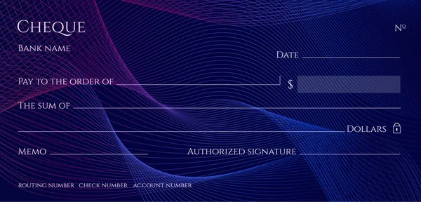 Check Cheque Chequebook Template Guilloche Pattern Abstract Watermark ...