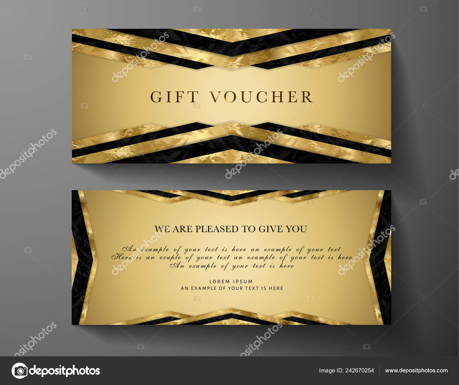 Luxury Gold Gift Voucher Gift Certificate Template Art Deco Elements Stock Vector Image by ...