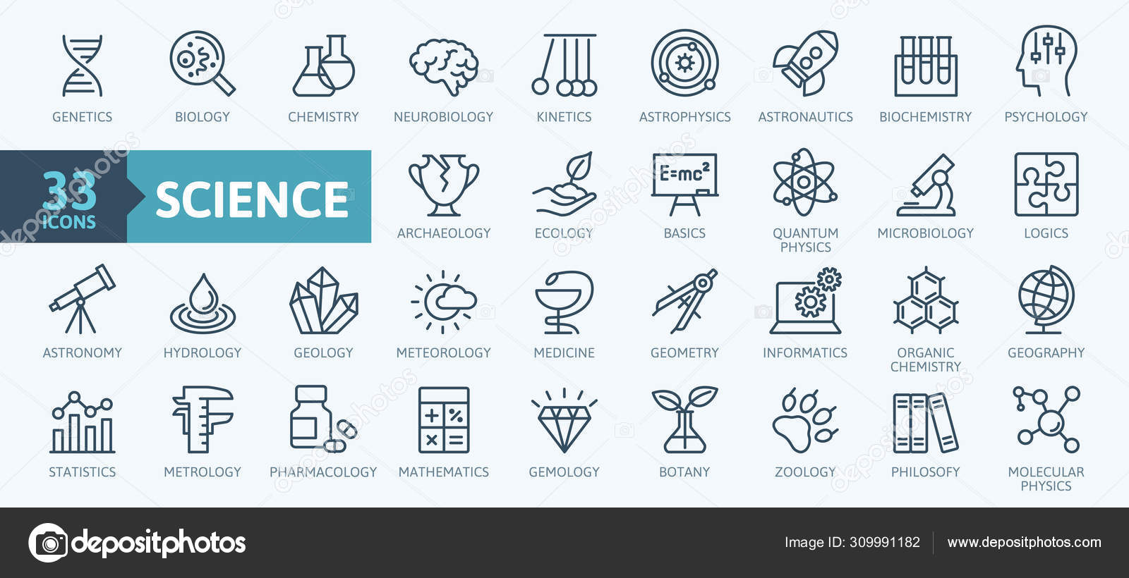 Science Scientific Activity Elements Minimal Thin Line Web Icon Set ...