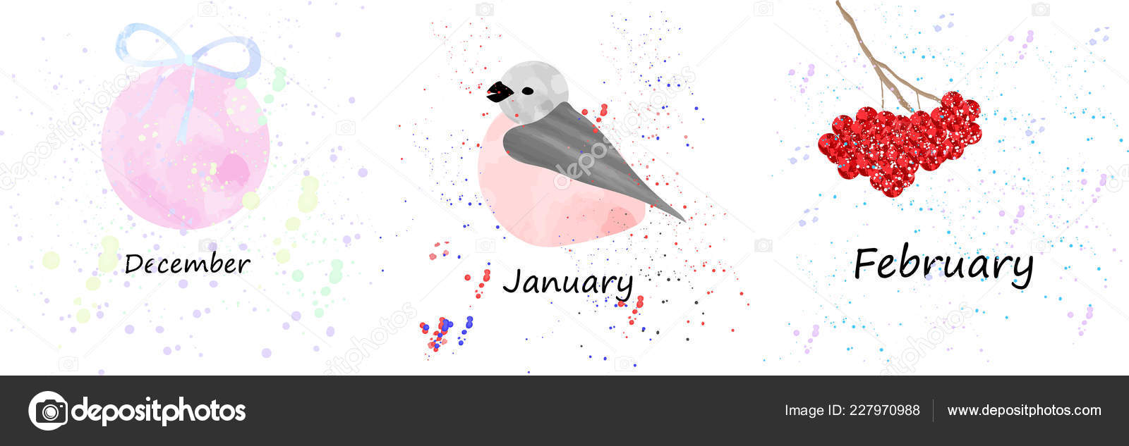 Watercolor Calendar Winter Stock Vector Image by ©zoya_avanesian #227970988
